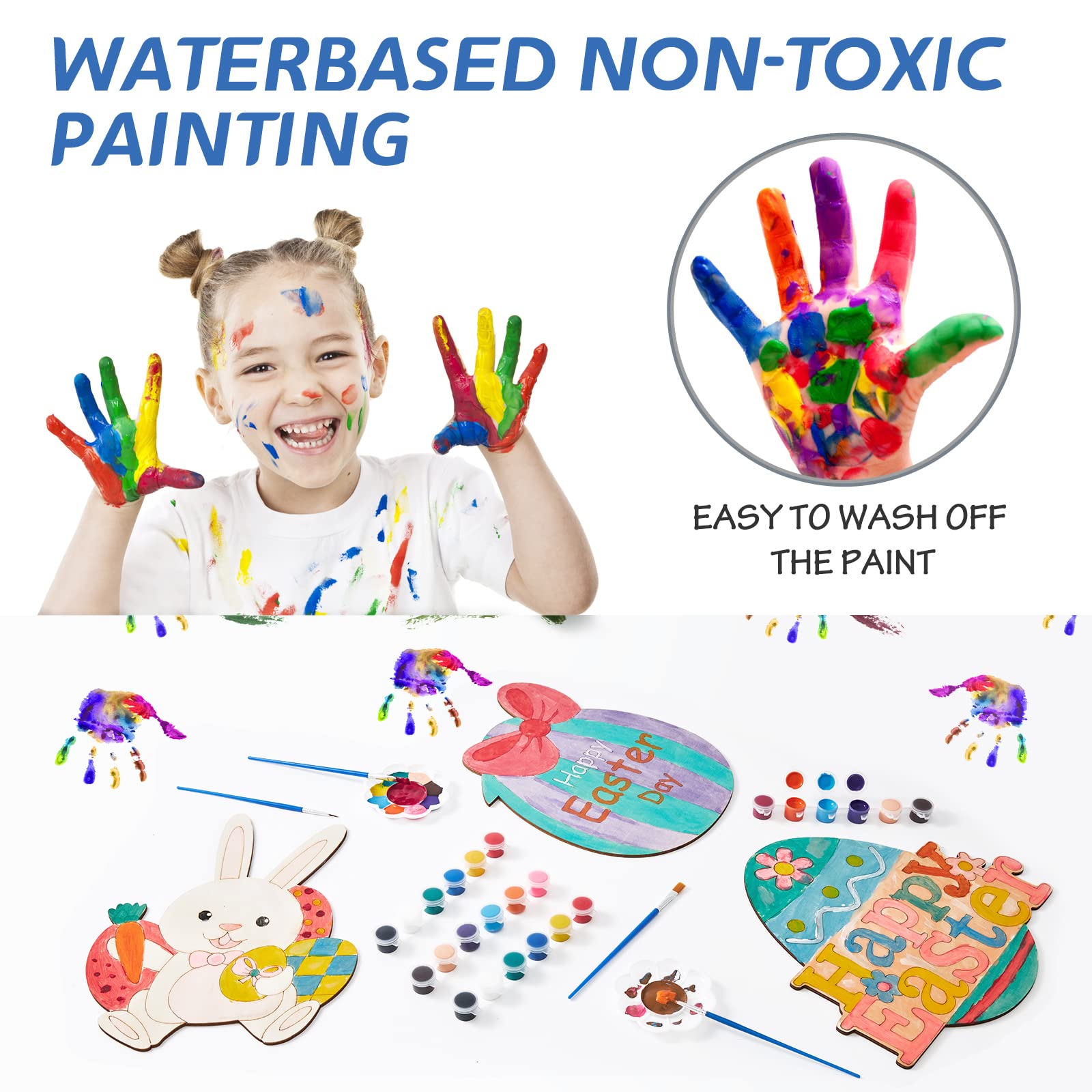 3pc Easter Arts and Crafts for Kids Paint Your Own Easter Yard Signs Wood Paint Craft Kits for Ages 8-12 Home Party Suppliess
