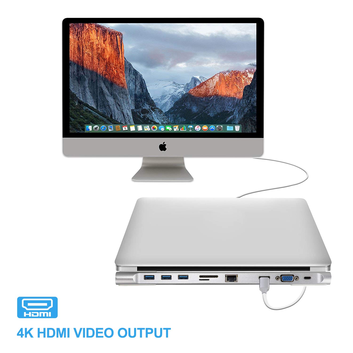 ADLOKO 10 in 1 USB C Hub, 4K HDMI, VGA, SD/TF Card Reader, RJ45 Ethernet, 3X USB3.0 Ports, 3.5mm Audio USB C Multiport Adapter