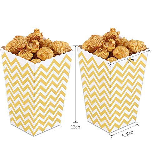 Enenes Popcorn Boxes 36 PCS Cardboard Candy Containers Gold Candy boxes for Birthday Party Baby Shower Wedding Fiesta Dessert Tables Party Supplies