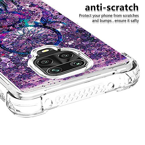 COTDINFORCA Compatible with Redmi Note 9S Case Glitter Cute for Girls Women Liquid Floating Quicksand Shockproof Protective Silicone Case for Xiaomi Redmi Note 9S / Redmi Note 9 Pro Dreamcatcher YB