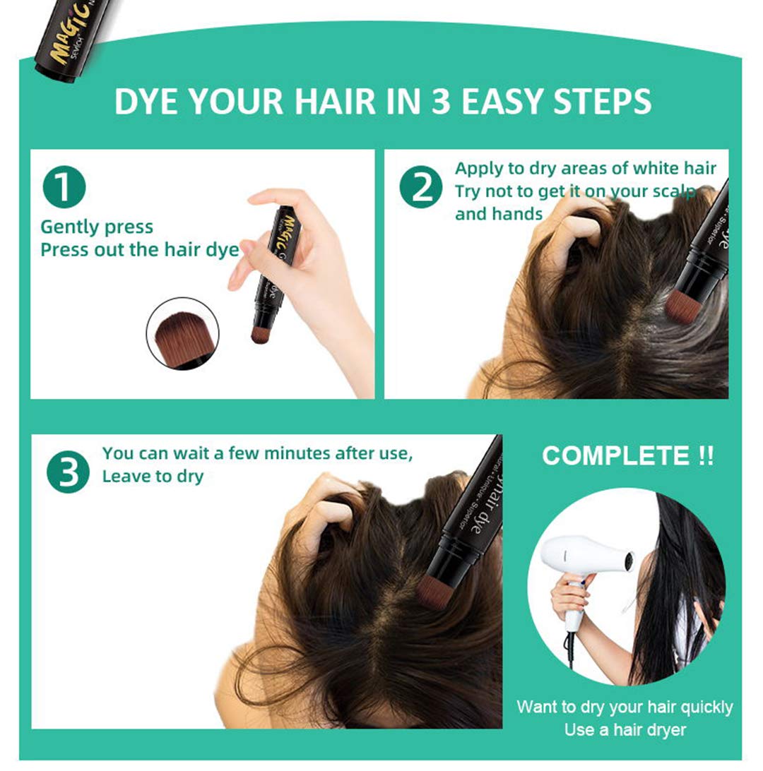 gowwim Root Hair Coloring Semi-permanent Dye Pen to Cover Gray Hair (Dark Brown)