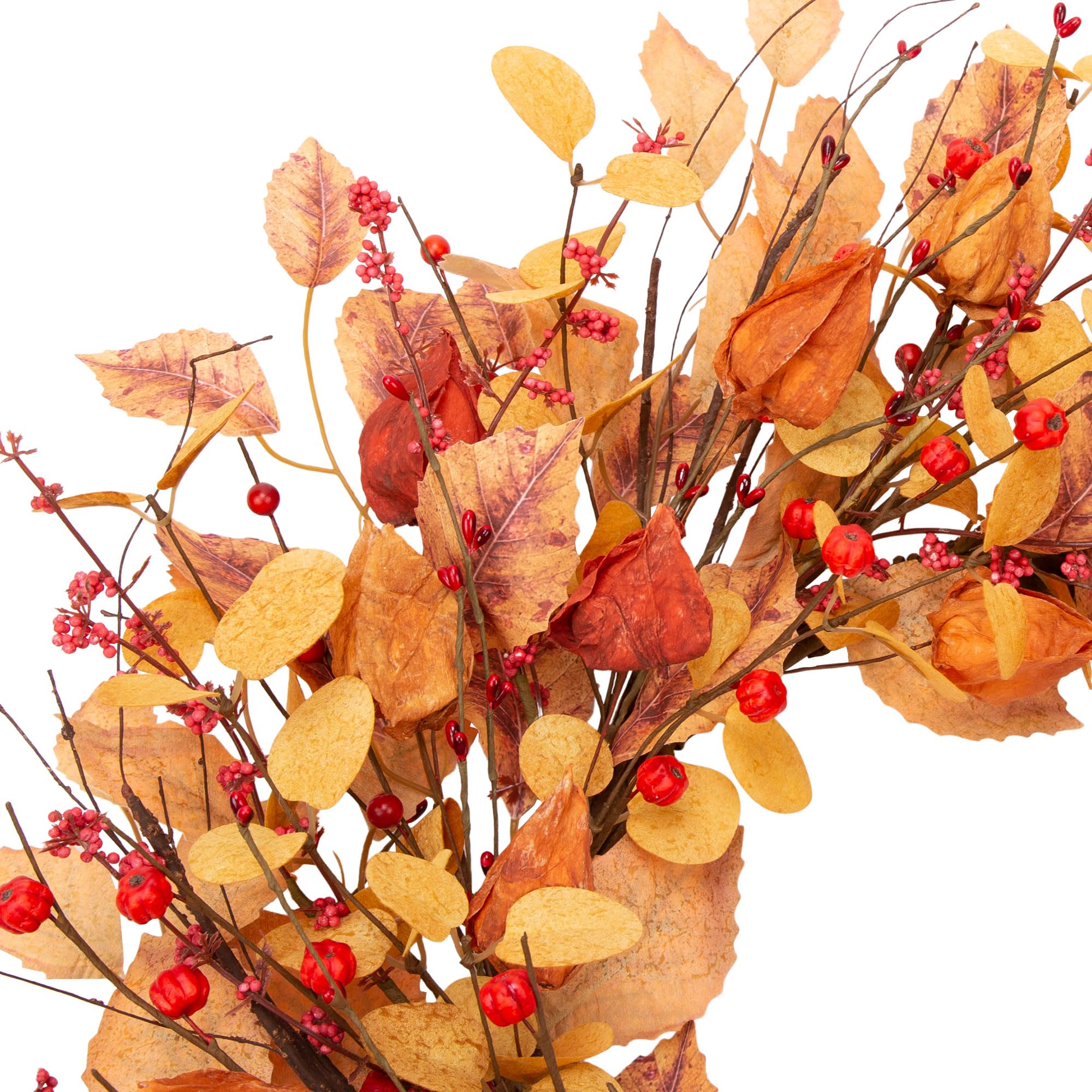 18 Inch Fall Wreath Front Door Wreath Fall Decorations with Wood and Silk Autumn Leaves Harvest Festival Decorations for Home