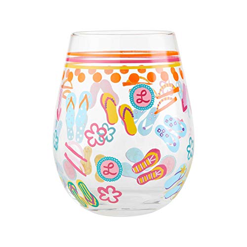 Enesco Designs by Lolita Flip Flops, 20 Ounce, Multicolor Stemless Wine Glass, 1 Count (Pack of 1)
