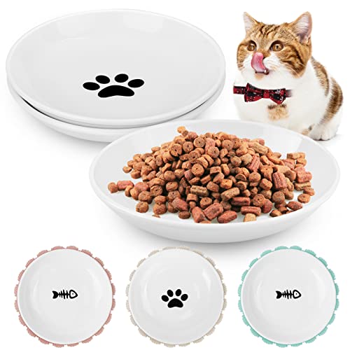 ๐ฎ๐ฌ๐ฎ๐ฏ ๐๐๐ Anti Whisker Fatigue Cat Bowls, Healthy Ceramic Cute Flat Cat Food Bowl for Indoor Cats, Cat Dishes Shallow Wide Cat Plates for Wet Food, Small Whisker Friendly Pet Cat Feeding Bowls