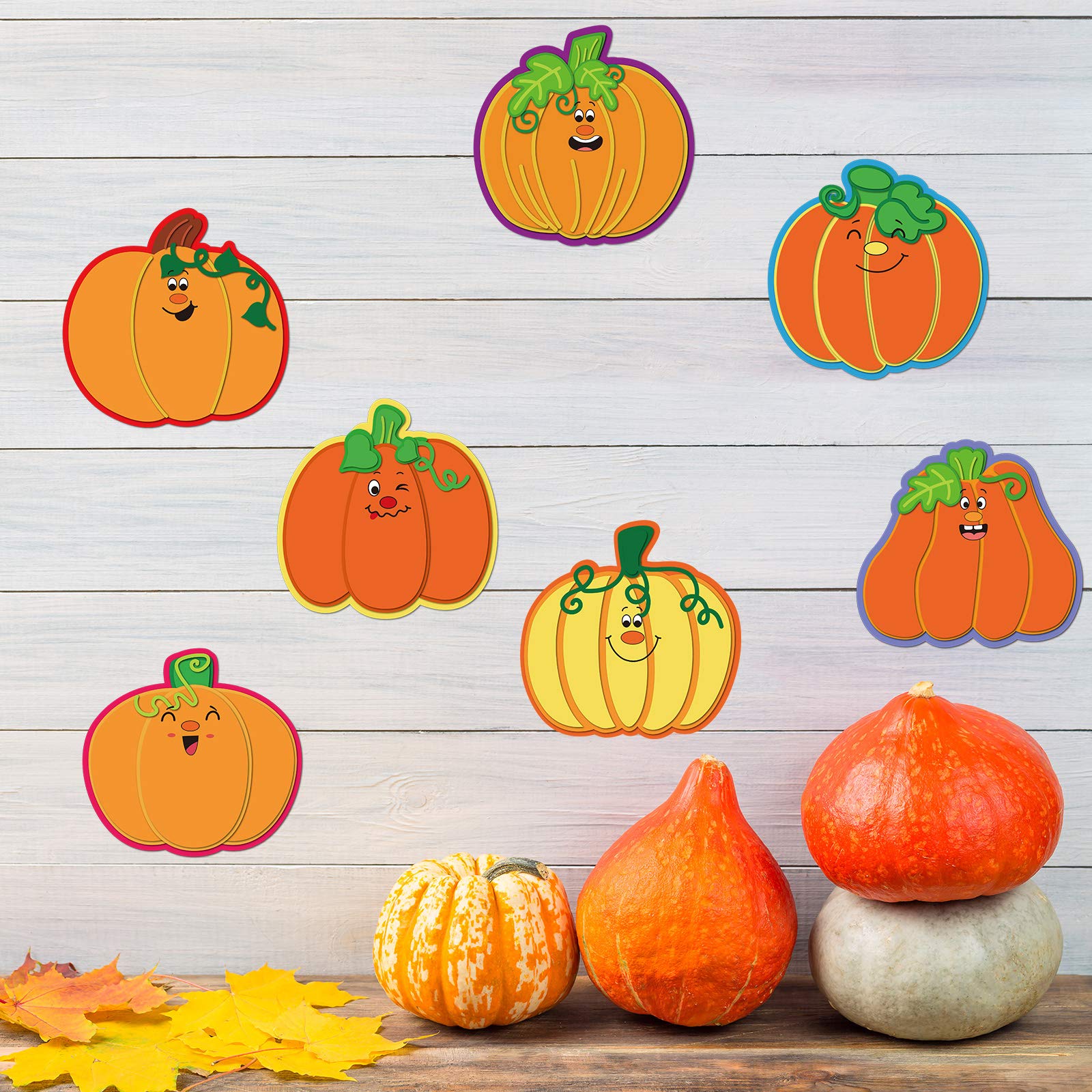 Blulu Pumpkin Cutout Decoration Pumpkins Cardboard Cutouts with Glue Point for Classroom School Bulletin Board Fall Theme Thanksgiving Halloween Party, 5.9 x 5.9 Inch(40 Pieces)