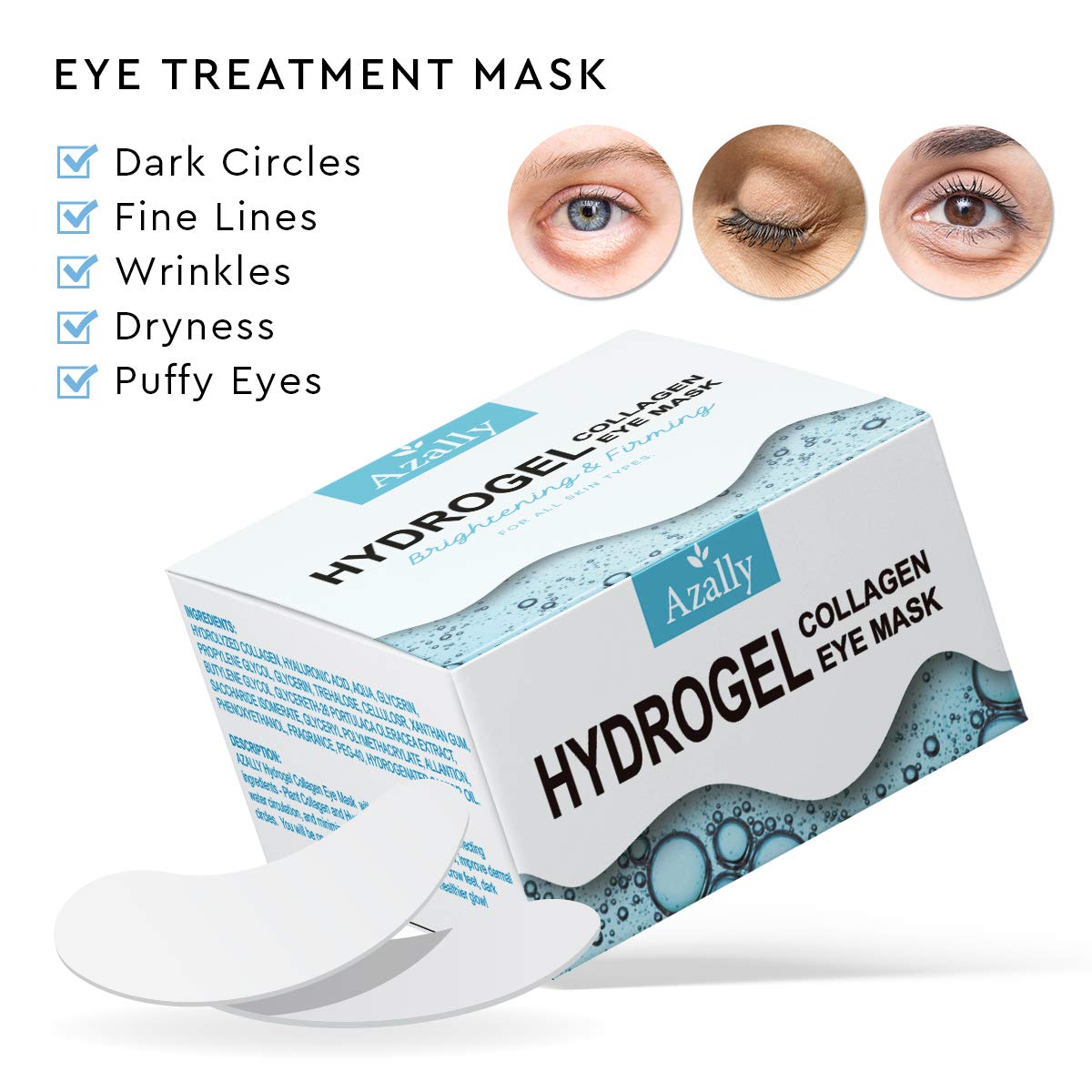 AZALLY Hydrogel Collagen Anti-Aging, Under Eye Patches, Under Eye Bags Treatment, Eye Mask for Puffy Eyes (60pcs)