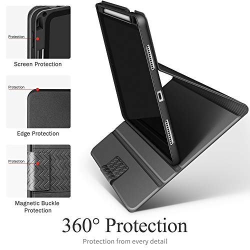 auaua Case for iPad Air 11 Inch (2024)/iPad Air 5th/4th Generation (2022/2020) with Pencil Holder, Auto Sleep/Wake, Adjustable Angle (Gray)