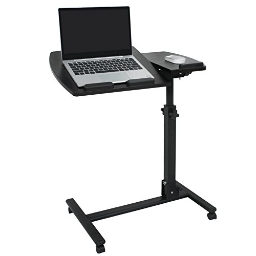 Epetlover Portable Swivel Laptop Table Desk Adjustable Angle & Height Rolling Stand Tiltable Tabletop Desk Laptop Notebook Sofa/Bed Side Table Hospital Table Stand W/Lockable Casters