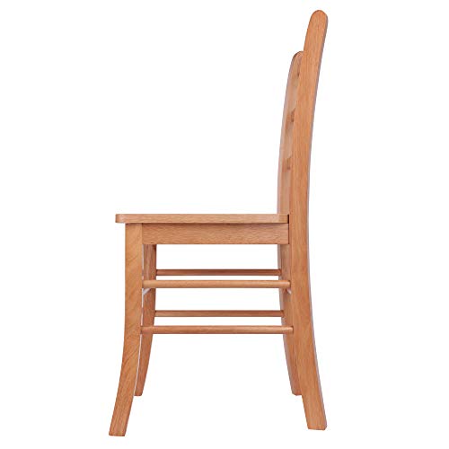 Contemporary Home Living Set of 2 Light Oak Beige Dining Chairs with Ladder Backrest, 34.50