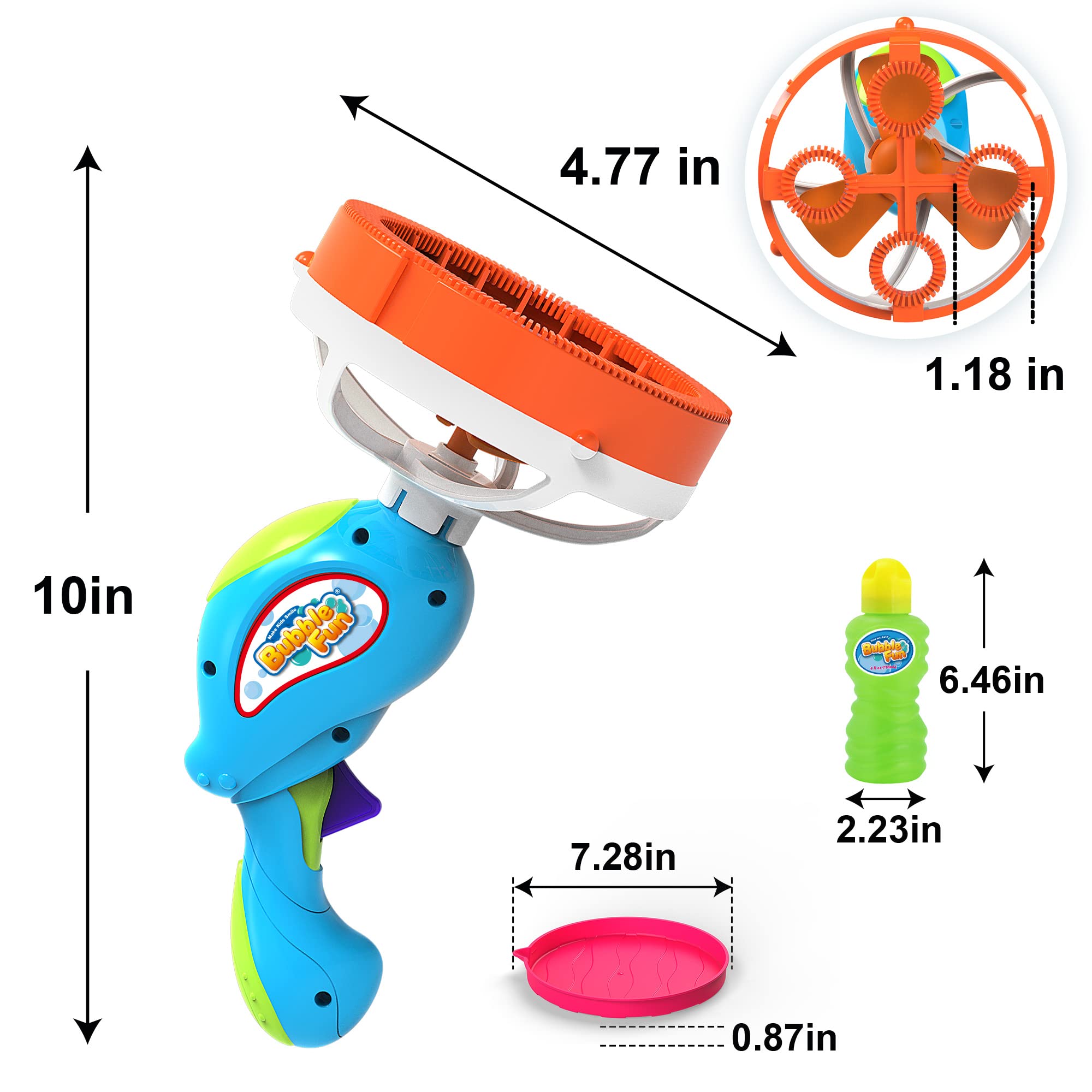2 in 1 Bubble Gun Bubble Machine for Toddlers Kids, 2 Modes Large and Rich Small Bubbles for Kids 3-5 with Bubble Solution, Bubble Wand for Kids Outdoor Toys Birthday Gifts for 3 4 5 6 7 8 Years Old