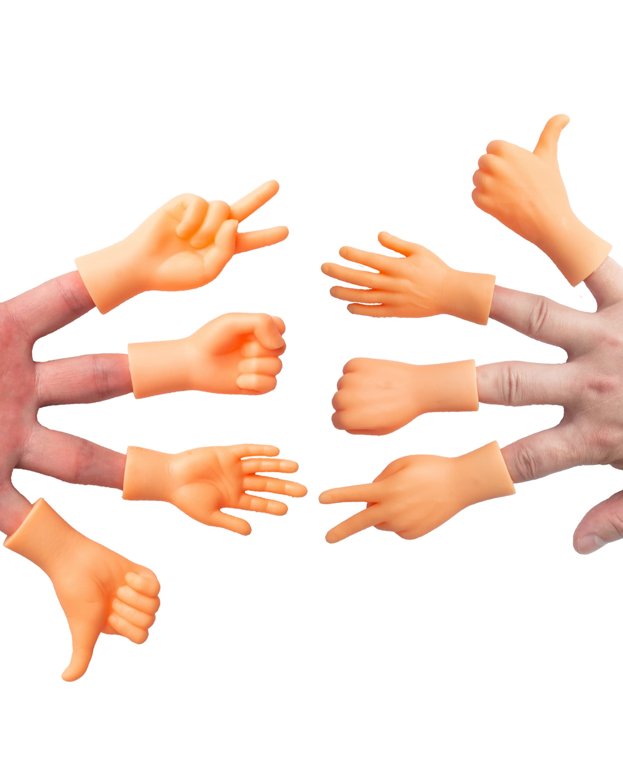 AQKILO Tiny Hands Miniature Finger Puppets with Left and Right Hand, Party Favors, Educational, TikTok Toys, 8 Pieces (4 Mixed Style)