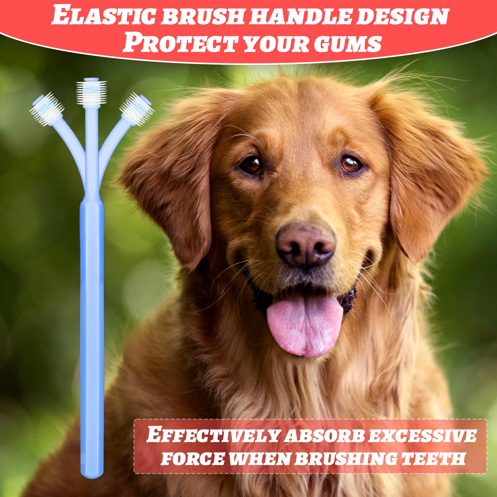 2 Pack Small Dog Toothbrush,360 Degree Silicone Cat Toothbrush Pet Dental Care Dog Oral Hygiene Deep Clean Pet Teeth Cleaning Kit Soft Bristles Friendly to Gums, Easy to Handle, Fresh Breath - Medium