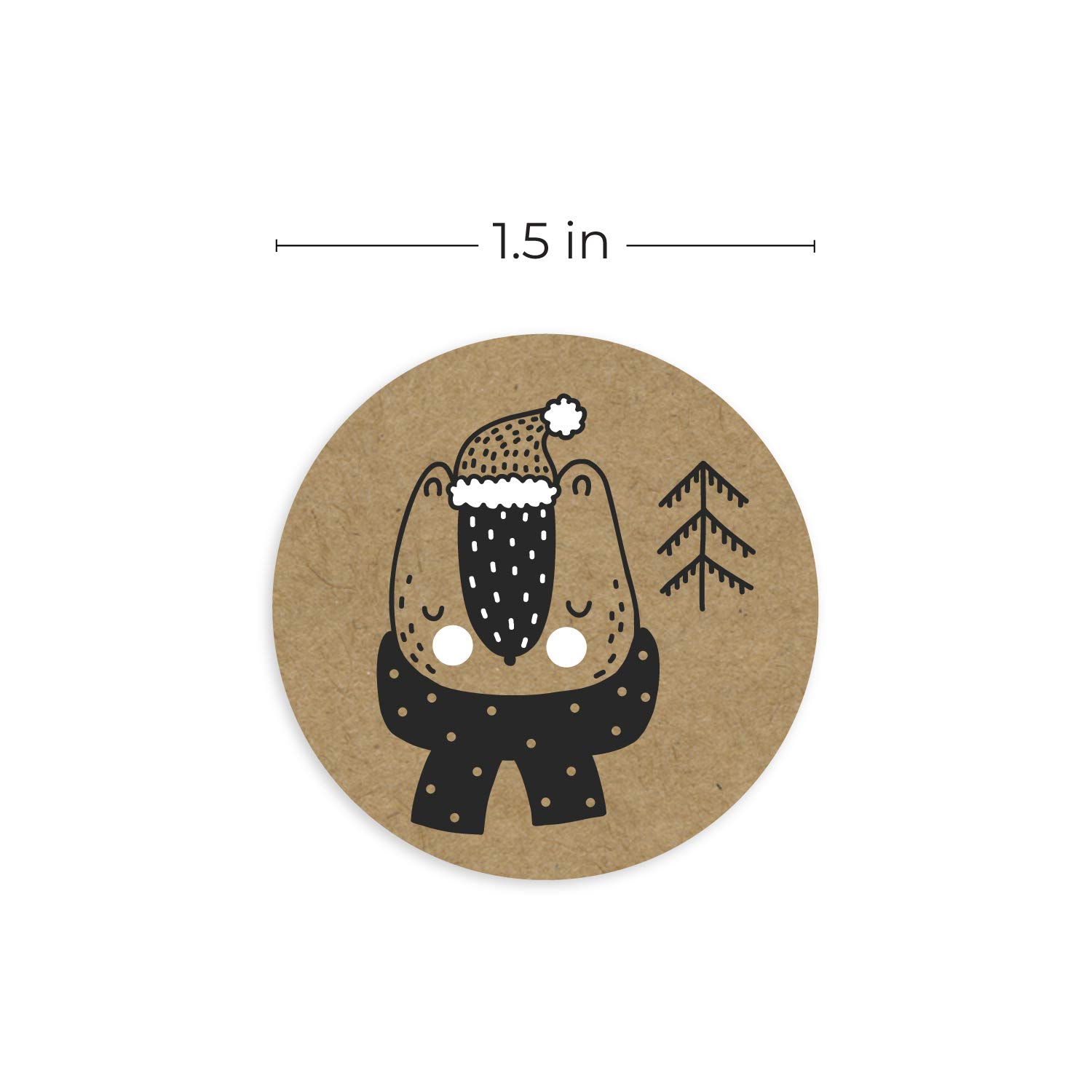 Black and White Holiday Animals Christmas Stickers / 500 Christmas Labels / 1.5" Round Winter Animals Envelope Seals / 6 Festive Designs