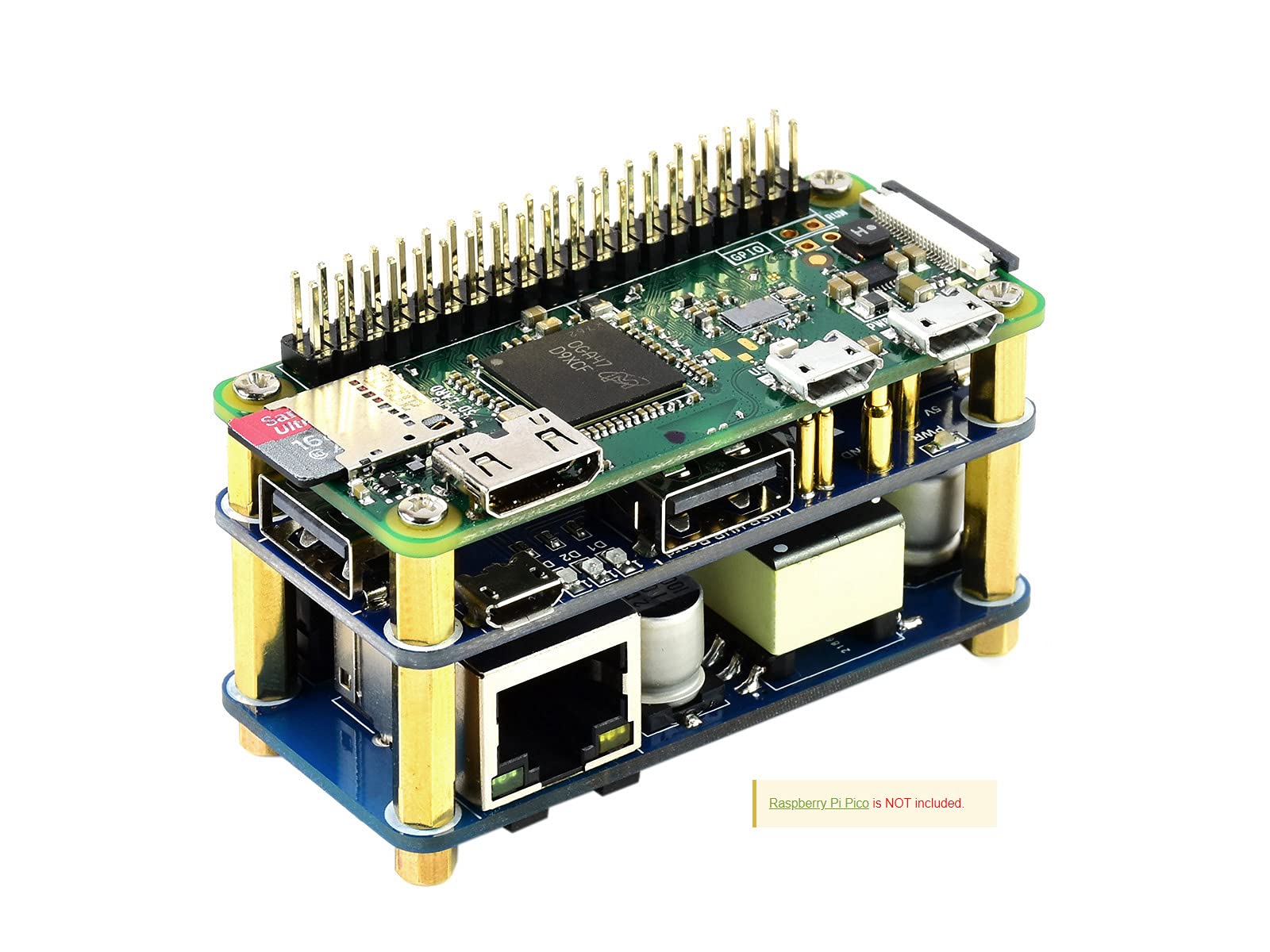 waveshare PoE Ethernet/USB HUB HAT Expansion Board for Raspberry Pi Zero/Zero 2 W/W/WH, with 1 RJ45 10/100M Ethernet Port, 3 USB Ports Compatible with USB2.0/1.1,802.3af-Compliant