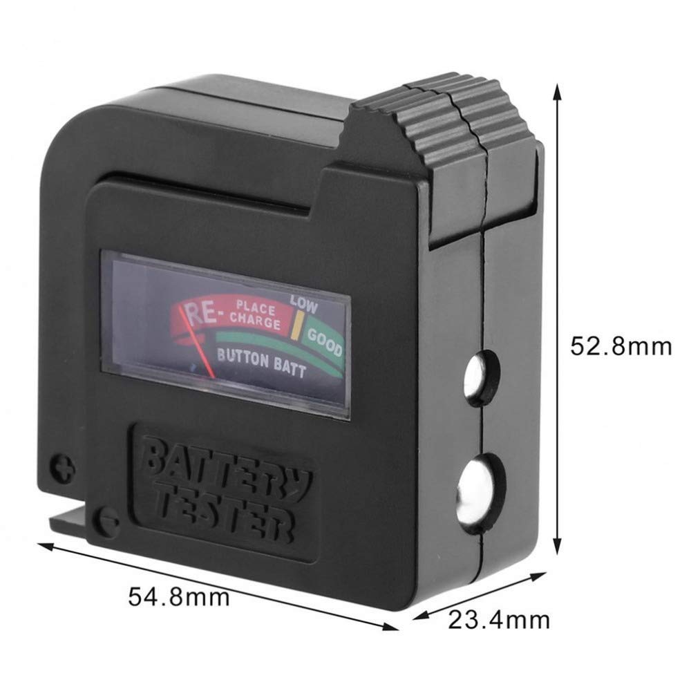 Battery Tester,Universal Battery Checker Meter,Multi Purpose Household Battery Load Tester Checker for AA/AAA/C/D/9V/1.5V Small Button Cell Batteries 12 V Lantern Cells & More (Black)