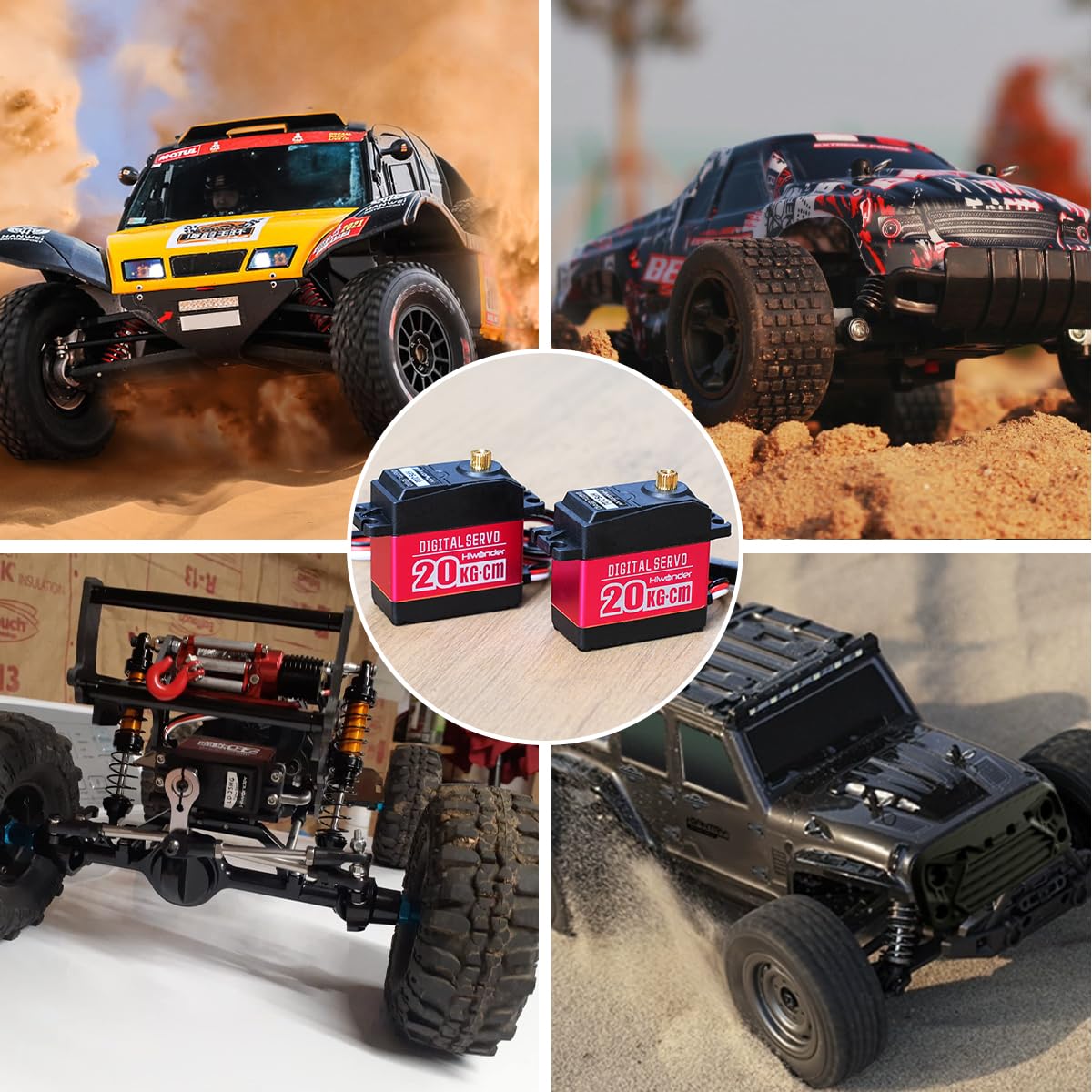 20KG RC Servo High Torque Servo Motors, Waterproof Full Metal Gear Steering Servo for 1/6 1/8 1/10 1/12 RC Car Robot DIY, Digital Servo with 25T Servo Horn, Control Angle 180°