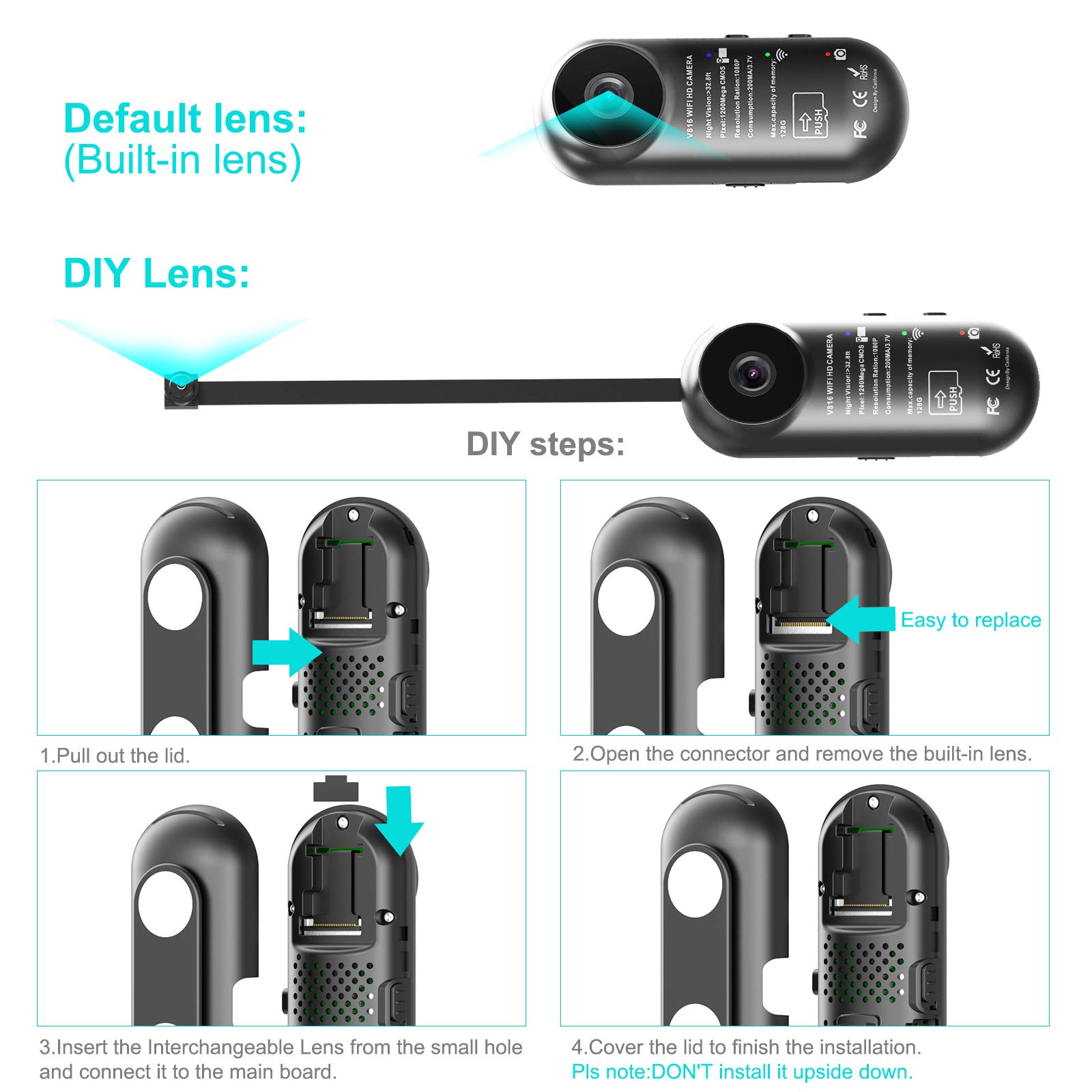 Hidden Spy Camera, 1080P WiFi Mini Camera Portable Wireless Security Cameras with 2 Lenses Motion Detection Night Vision Remote View for Home Surveillance Video Recorder Covert Nanny Cam(2021 Design)