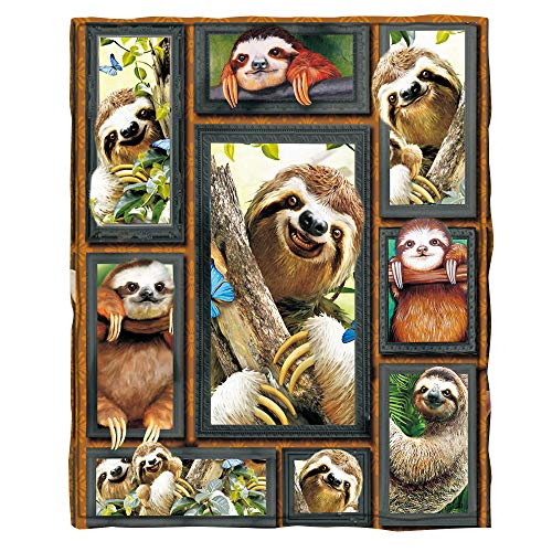 ChriHome Flannel Blanket 3D Sloth Blanket Lightweight Cozy Soft Plush Throw Blanket for Sofa Couch Bed All Season (3D Sloth, 80'' x 60'')