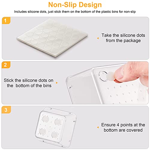 SMARTAKE 28-Piece Drawer Organizers with Non-Slip Silicone Pads, 4-Size Desk Drawer Organizer Trays Storage Tray for Makeup, Jewelries, Utensils in Bedroom Dresser, Office and Kitchen, Clear