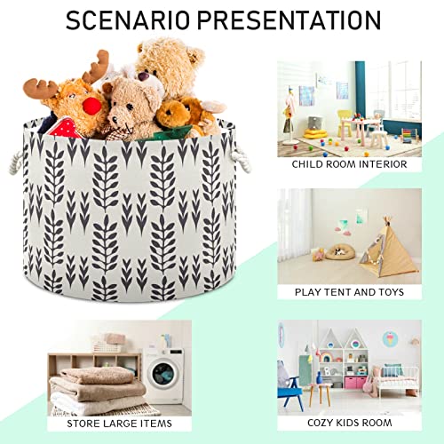 ALAZA Floral Ethnic Leaf Vintage Beige Storage Basket Gift Baskets Large Collapsible Laundry Hamper with Handle, 20x20x14 in