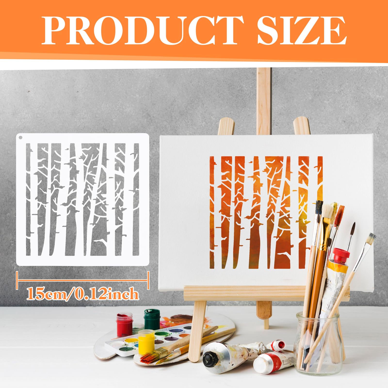 14 Pcs Mixed Media Stencils, Mabor DIY Crafts Stencils Painting Stencils for Wall Floor Decor Branches Patterns Stencils Geometric Styling Stencils for Stamp Card Making