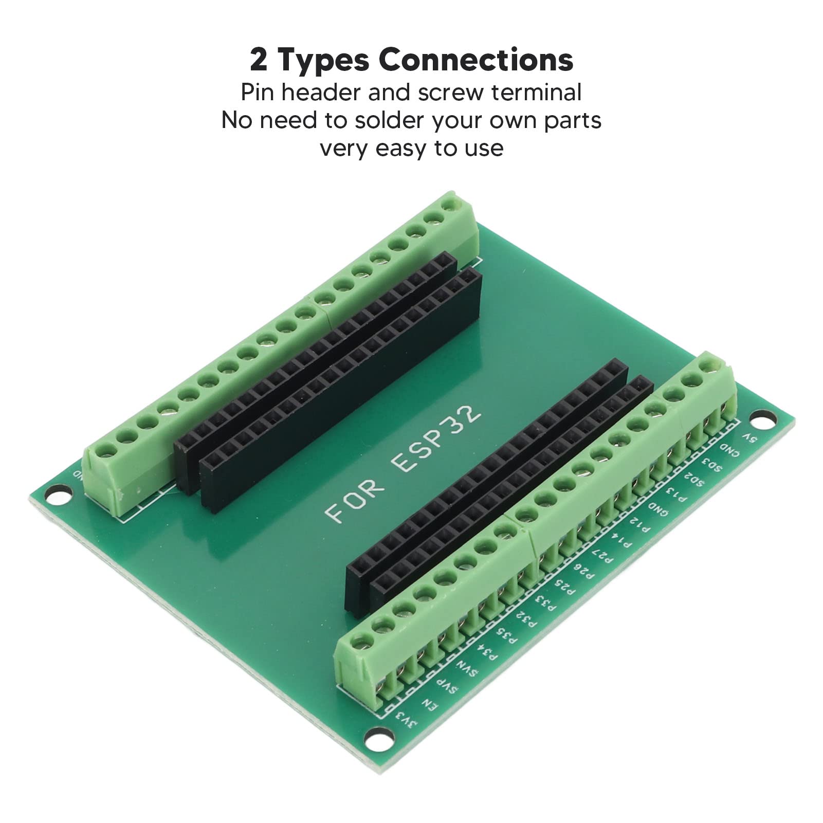 2Pcs ESP32 Development Board, 38 Pin 2 in 1 Dual Cores CPU WiFi Bluetooth Board, Low Power Consumption Processor for 38 Pin Narrow ESP32