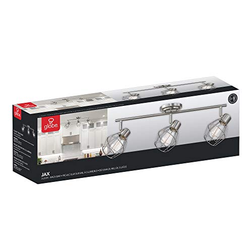 Globe Electric 59701 Cedrick 3-Light Track Lighting, Brushed Nickel, Vintage Edison Bulbs Included