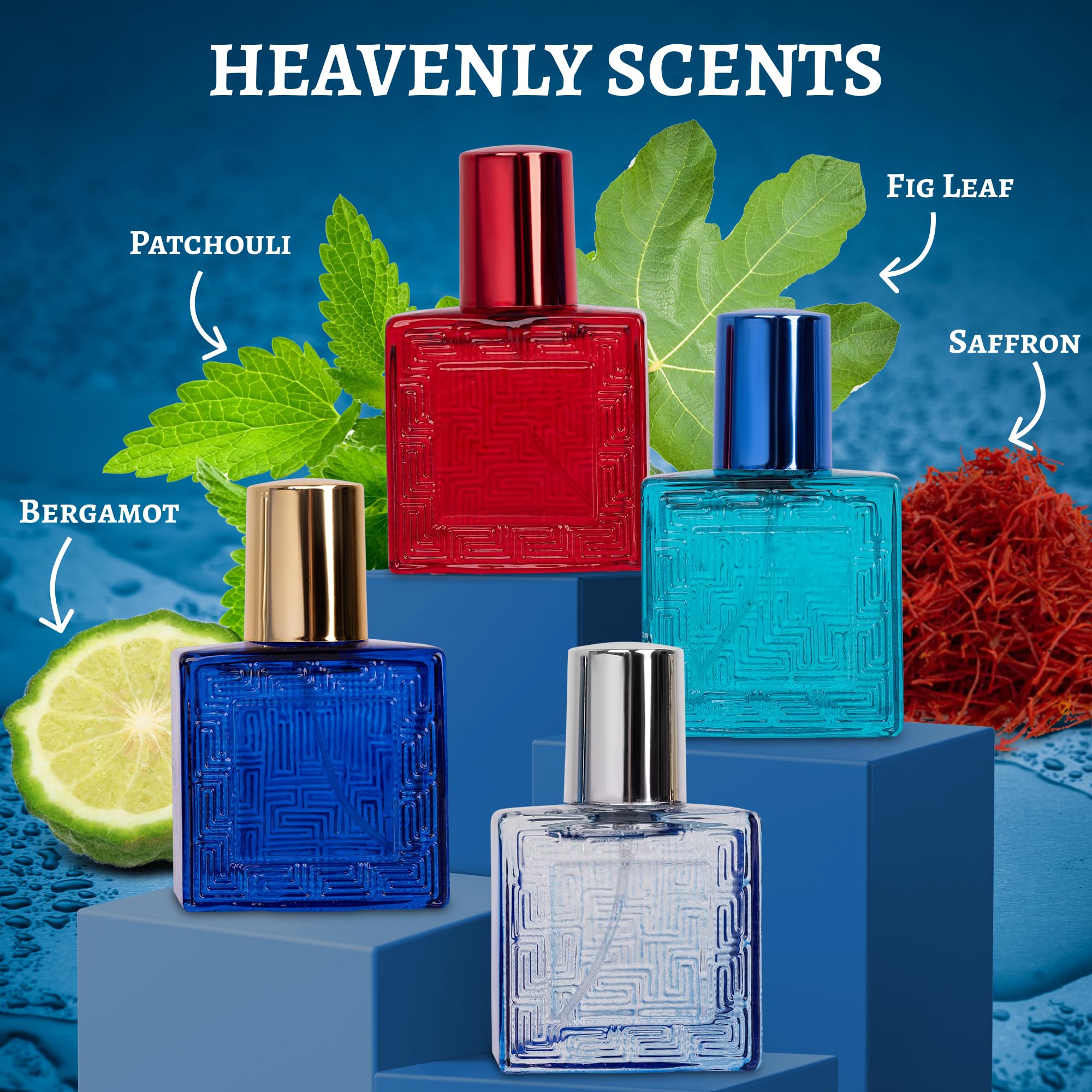 NovoGlow Verse Mini 4-Piece Fragrance Set for Men - Aromatic, Floral, Oriental & Woody Notes - Individually Boxed 25ml Eau De Parfum
