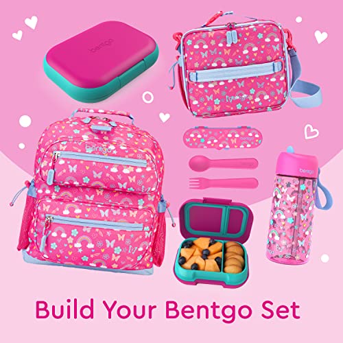 Bentgo® Kids Chill Lunch Box - Leak-Proof Bento Box with Removable Ice Pack & 4 Compartments for On-the-Go Meals - Microwave & Dishwasher Safe, Patented Design, & 2-Year Warranty (Fuchsia/Teal)