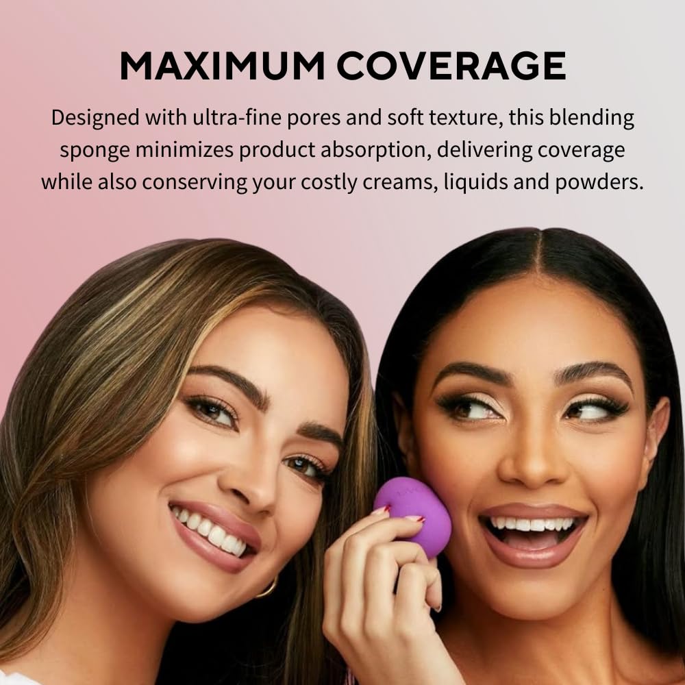Helio Makeup Blender Sponge, Streak Free Application of Liquid, Powder & Cream Foundation, Professional Complexion Blending Tool, Cruelty Free, Vegan, Latex Free