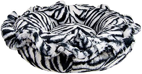 Bessie and Barnie Ultra Plush Zebra/ Midnight Frost Deluxe Luxury Shag Dog/Pet Lily Pod Bed Machine Washable