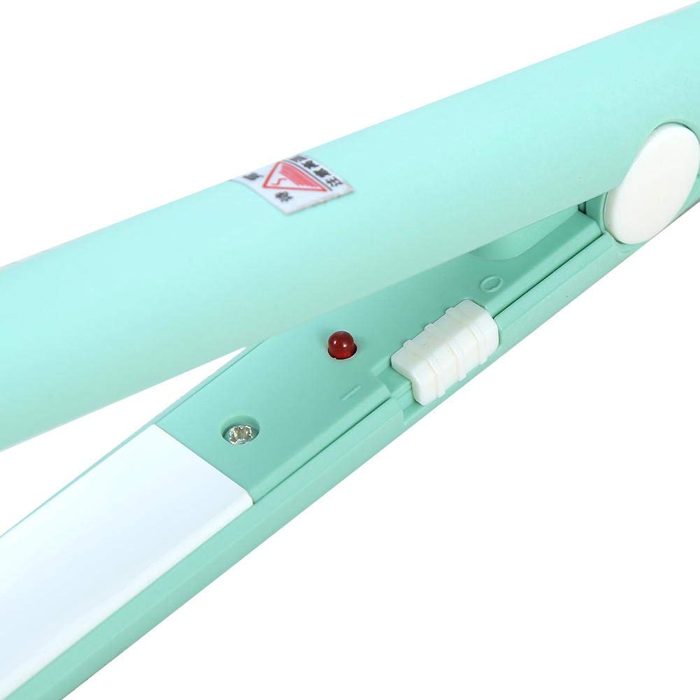 2 in 1 Mini Bangs Hair Straightener Beauty Flat Iron Heating Curler Ceramic Tourmaline Plate Wave Straightener (Green)