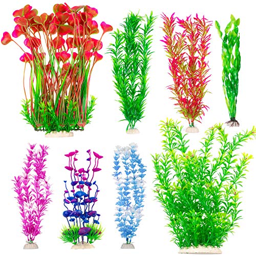 CousDUoBe 30 Pack Artificial Aquarium Plants, Full Set of Fish Tank Decorations, Various Sizes, Perfect Match ( 5.2 "-15.7" ) (30 Pack)
