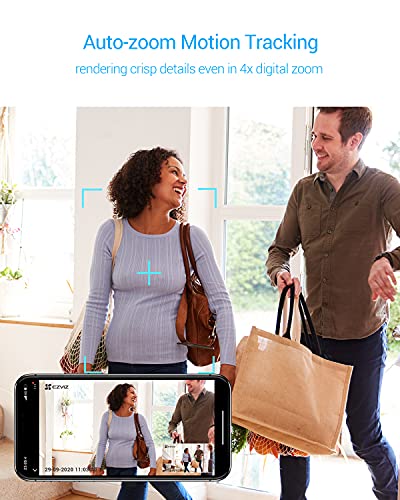 EZVIZ 4MP Indoor Camera PTZ with AI Human Detection, 2K Pan Tilt Security, Baby/Pet Monitor, Night Vision, 4X Auto-Zoom, Motion Tracking | C6W