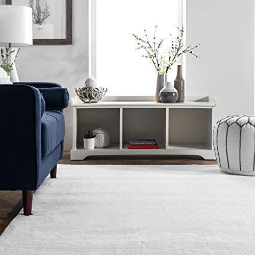nuLOOM Faux Rabbit Soft Solid Shag Area Rug, 4' x 6', White
