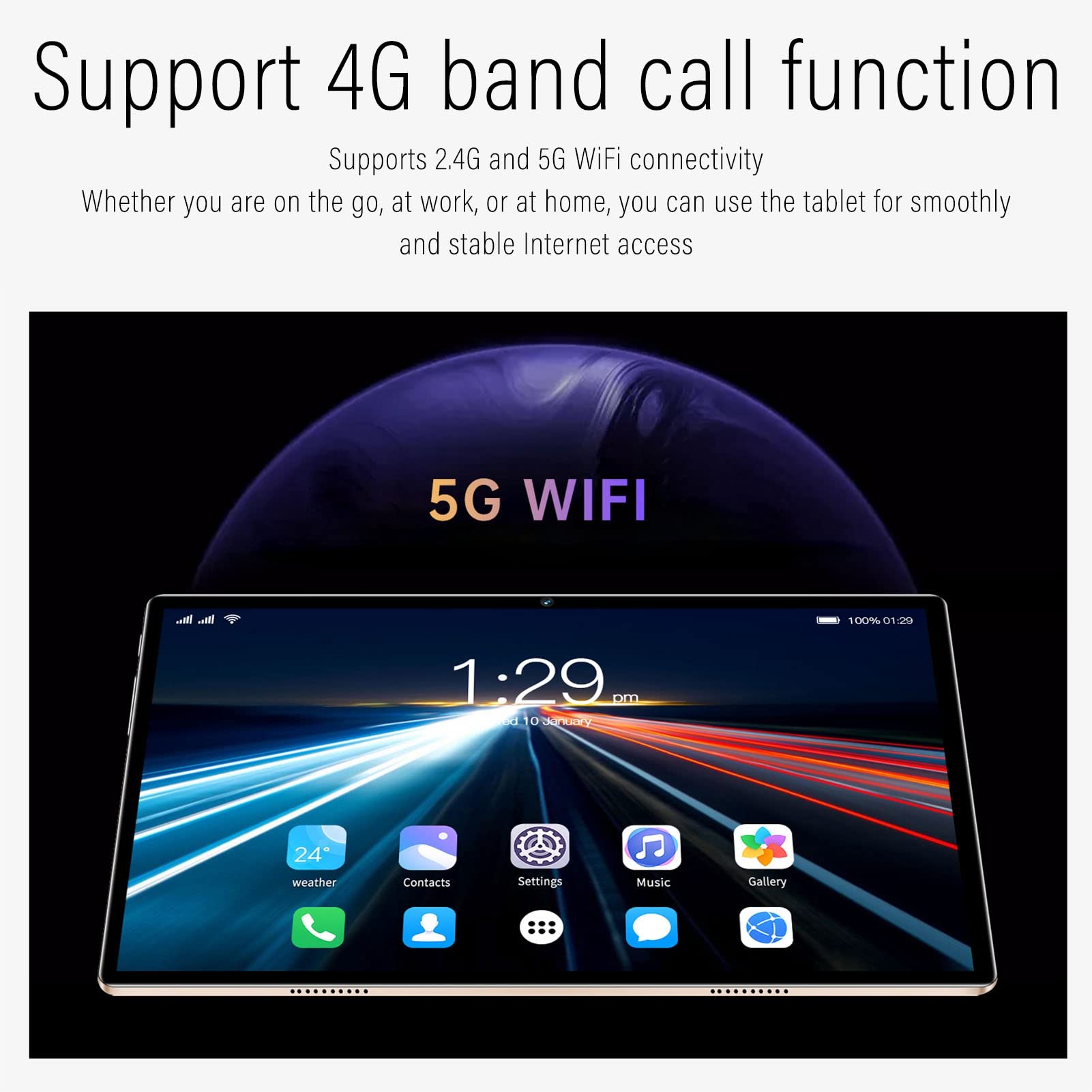 2 in 1 Tablet 10.1 Inch, 8GB RAM 256GB ROM, Dual 8+20MP Camera, 2.4G 5G Dual Band WiFi Tablet MT6755 8 Core, Bluetooth, 128GB Expand Support (US Plug 110β240V)
