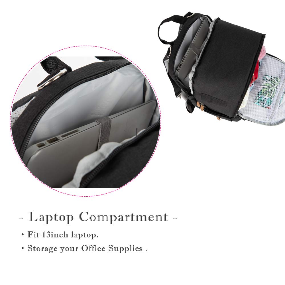 MOMIGO Breast Pump Backpack - Cooler and Moistureproof Bag Double Layer for Mother Outdoor Working Backpack with 13 Inch Laptop Compartment Fit Most Breast Pumps(Black)