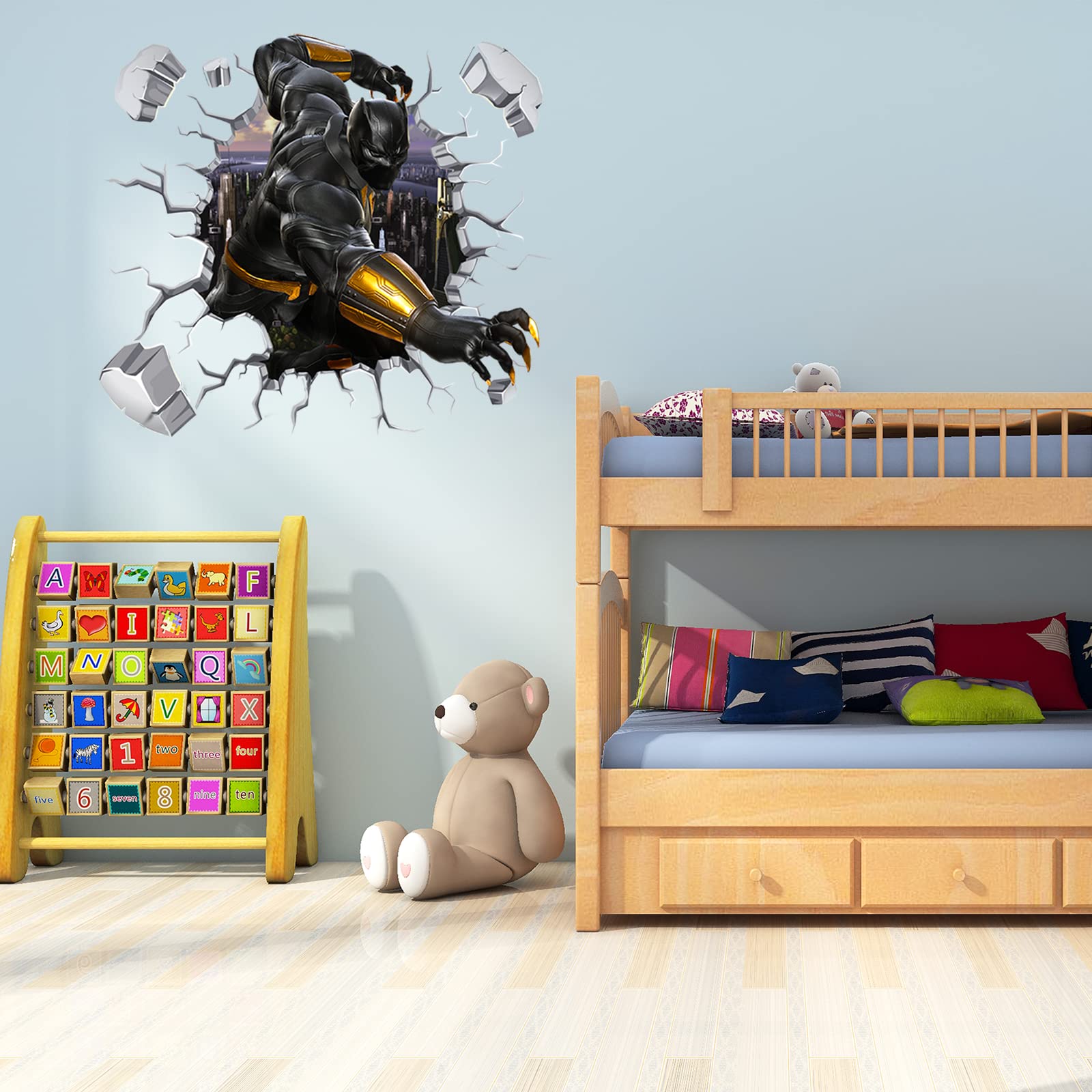 3D Superhero Wall Decals Realistic Self-Adhesive Vinyl for Bedroom Nursery Playroom Decoration Wall Stickers Gift Supplies(15.7inx19.7in)