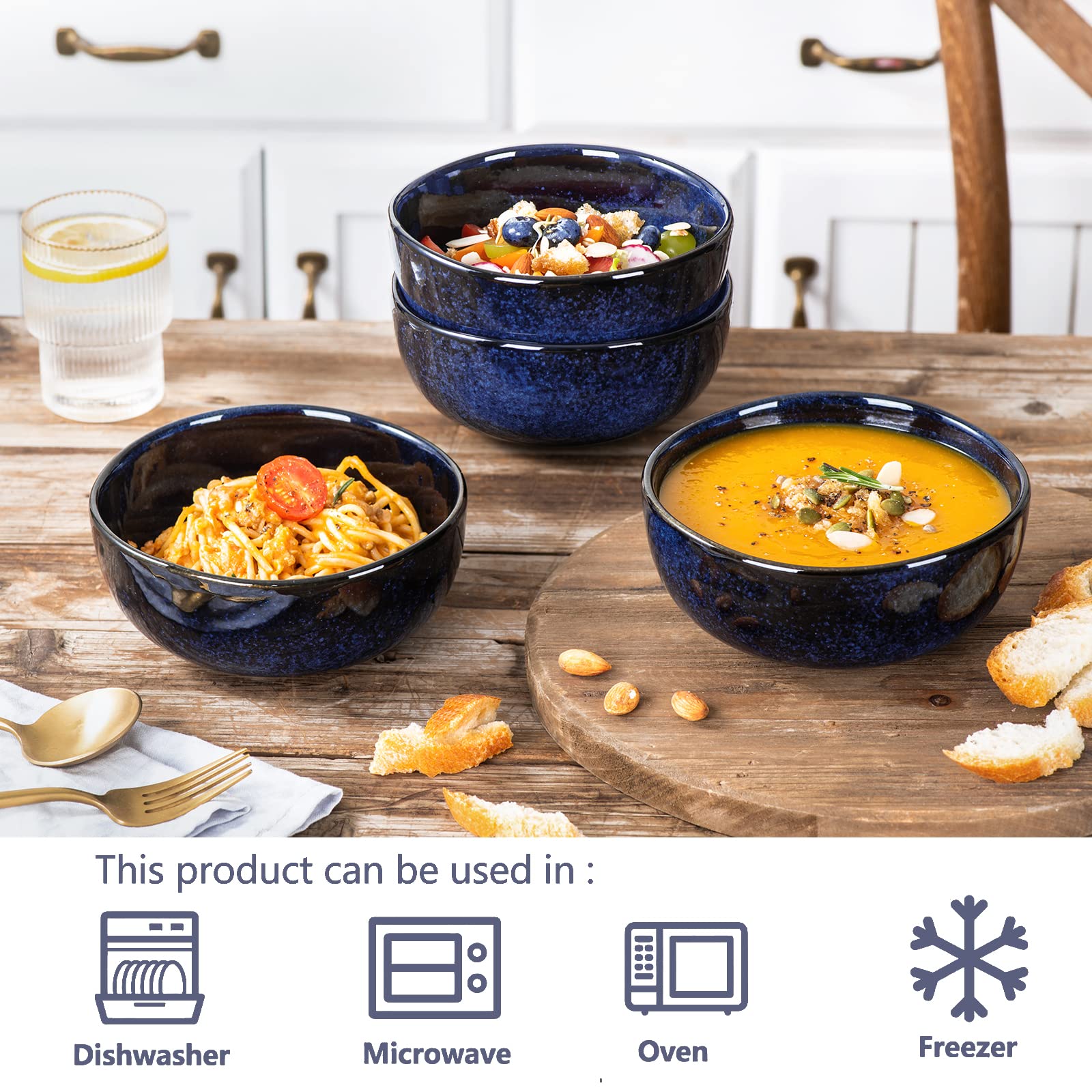 18-Piece Ceramic Dinnerware Set for 6, Vicrays Kitchen Dinnerware Set, Dinner Plates, Salad Plates, Bowls, Microwave, Oven, Dishwasher Safe, Scratch Resistant, Suitable for Home, Party, Restaurant