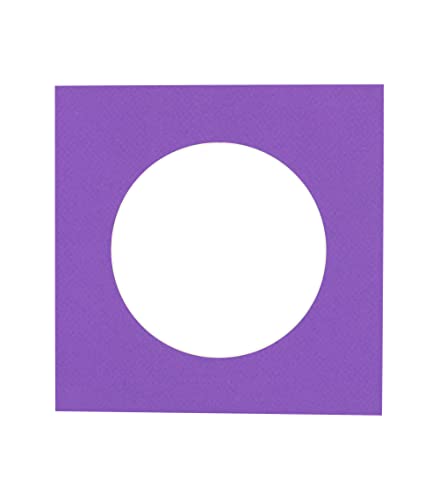 21x21 Mat Bevel Cut for 17x17 Photos - Precut Purple Circle Shaped Photo Mat Board Opening - Acid Free Matte to Protect Your Pictures - Bevel Cut for Family Photos, Pack of 1 Matboard Show Kit With