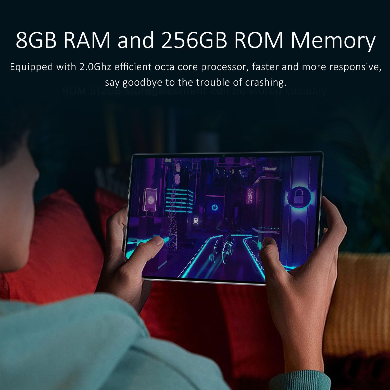 2 in 1 Tablet 10.1 Inch, Android 12.0 Tablet with Keyboard Case, Octa Core CPU, 8GB RAM 256GB ROM, FHD Display, 8MP+16MP Dual Camera, 5G WiFi, BT5.0, 4G Network, 7000mAh Battery (Blue)