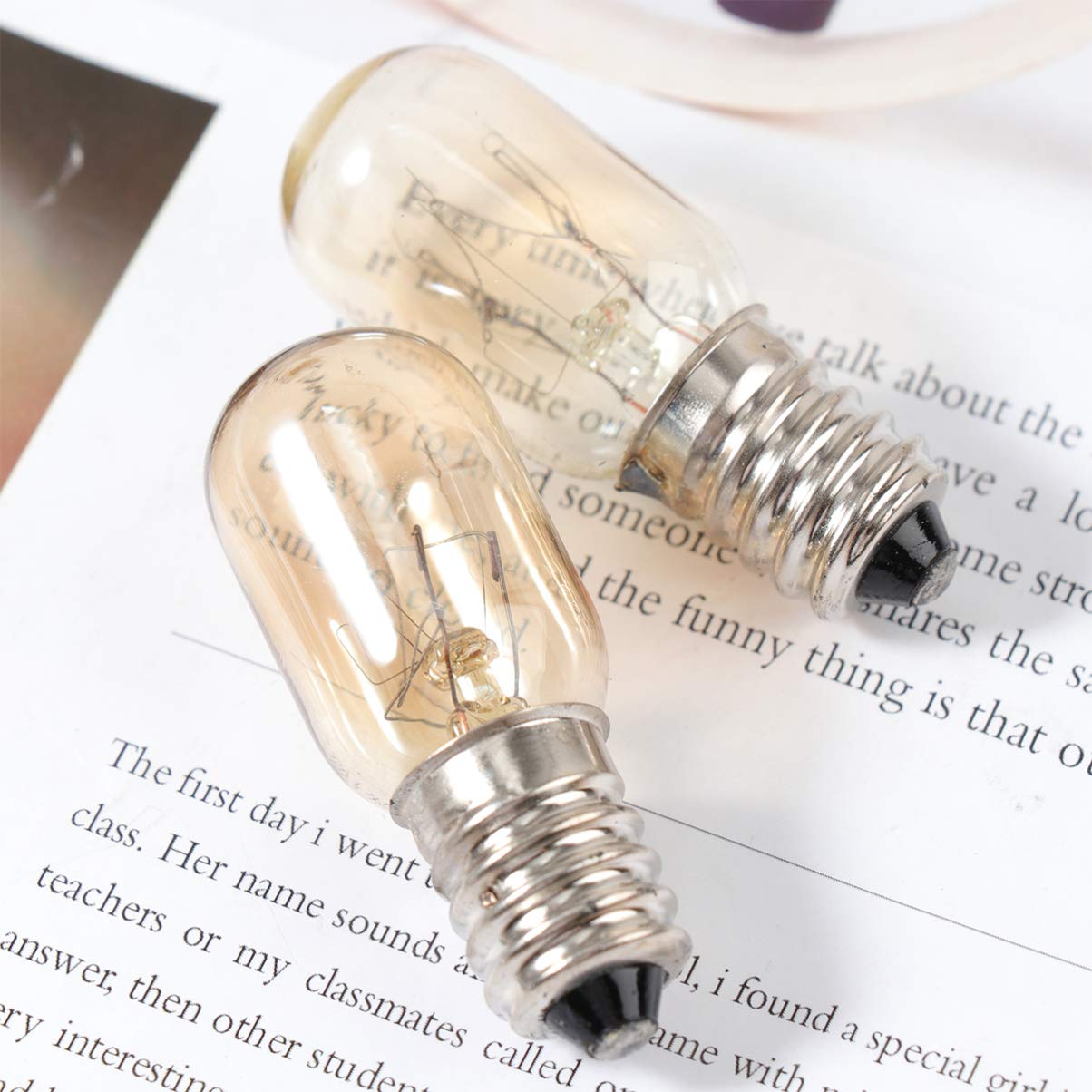 2PCS 25W E14 220-230v Oven Light Bulb Refrigerator Fridge Light Bulb Retro Tungsten Filament Lamp Bulbs Warm Yellow Light for Daily Use