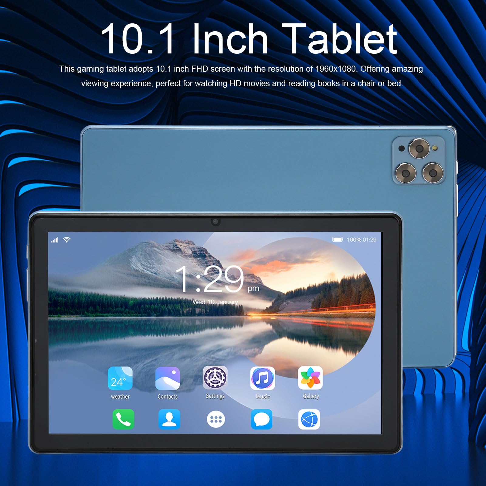 2 in 1 Tablet 10.1 Inch, Gaming Tablet with BT Keyboard, Dual Camera and Speakers, 8GB RAM 256GB ROM, 8 Core CPU, 5G WiFi, 4G LTE Tablet for Android 12 (US Plug)