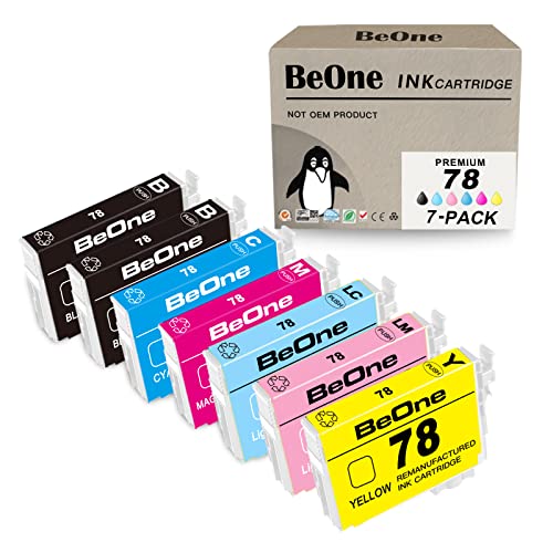 BeOne T78 Ink Cartridges Remanufactured Replacement for Epson 78 7-Pack to Use with Artisan 50 Stylus Photo R260 R280 R380 RX580 RX595 RX680 (2BK, 1C, 1M, 1Y, 1LC, 1LM)