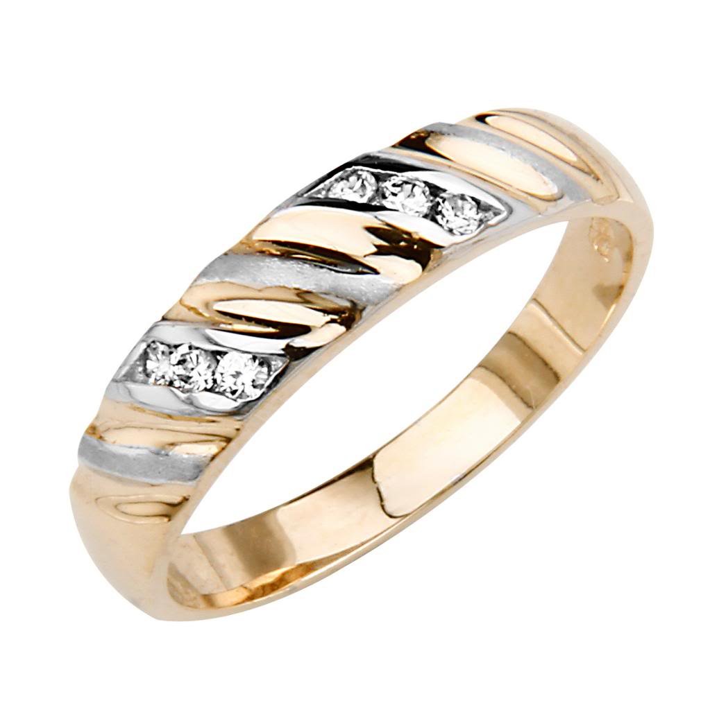 14k Two Tone Gold Engagement Ring and Wedding Band 2 Piece Set - Size 8
