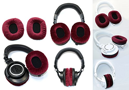 ATH-M50-PADS-VELVET-BURGUNDY - One Pair - Fits ATH-M20x,ATH-M30x,ATH-M40x,ATH-M50,ATH-M50s,ATH-M50RD,ATH-M50WH,ATH-M50x,ATH-M50xBL,ATH-M50xWH,ATH-M50xDG,ATH-M50xMG,ATH-MSR7NC,ATH-MSR7BK,ATH-MSR7BK