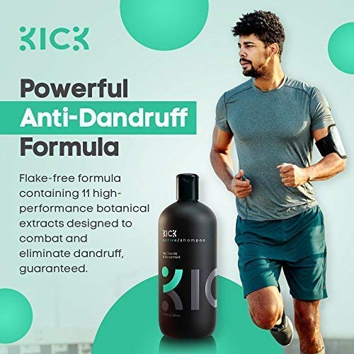 Kick Mens Shampoo + Conditioner Bundle Tea Tree & Peppermint - Itchy Scalp Treatment for Dandruff & Thinning Hair-High Performance Anti-Dandruff, Anti-Hair Loss Care for Men and Women