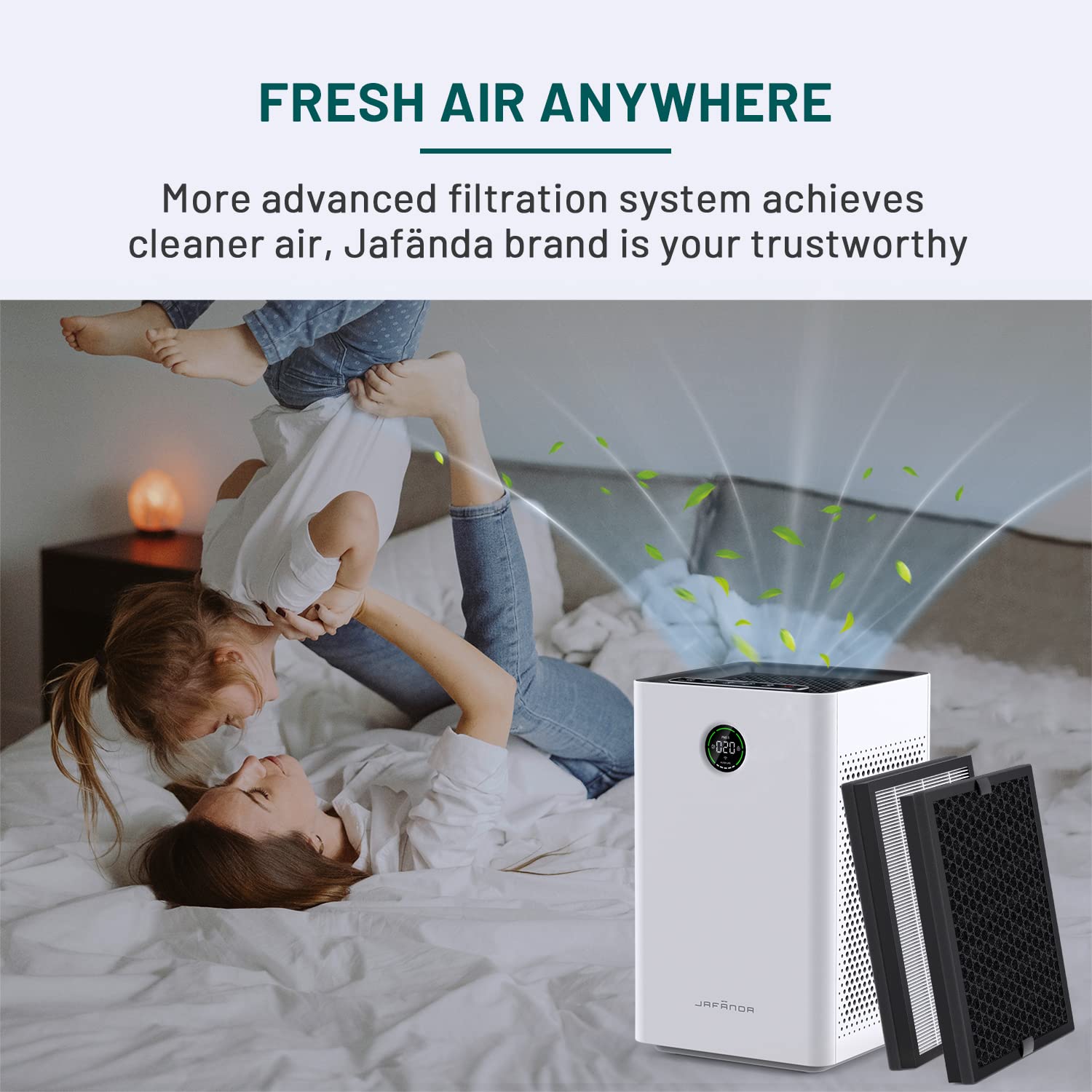 2PCS Jafända Air Purifiers for Home Large Room, 2X Filter Replacement Hepa Filter,Smart WiFi and Alexa Contro