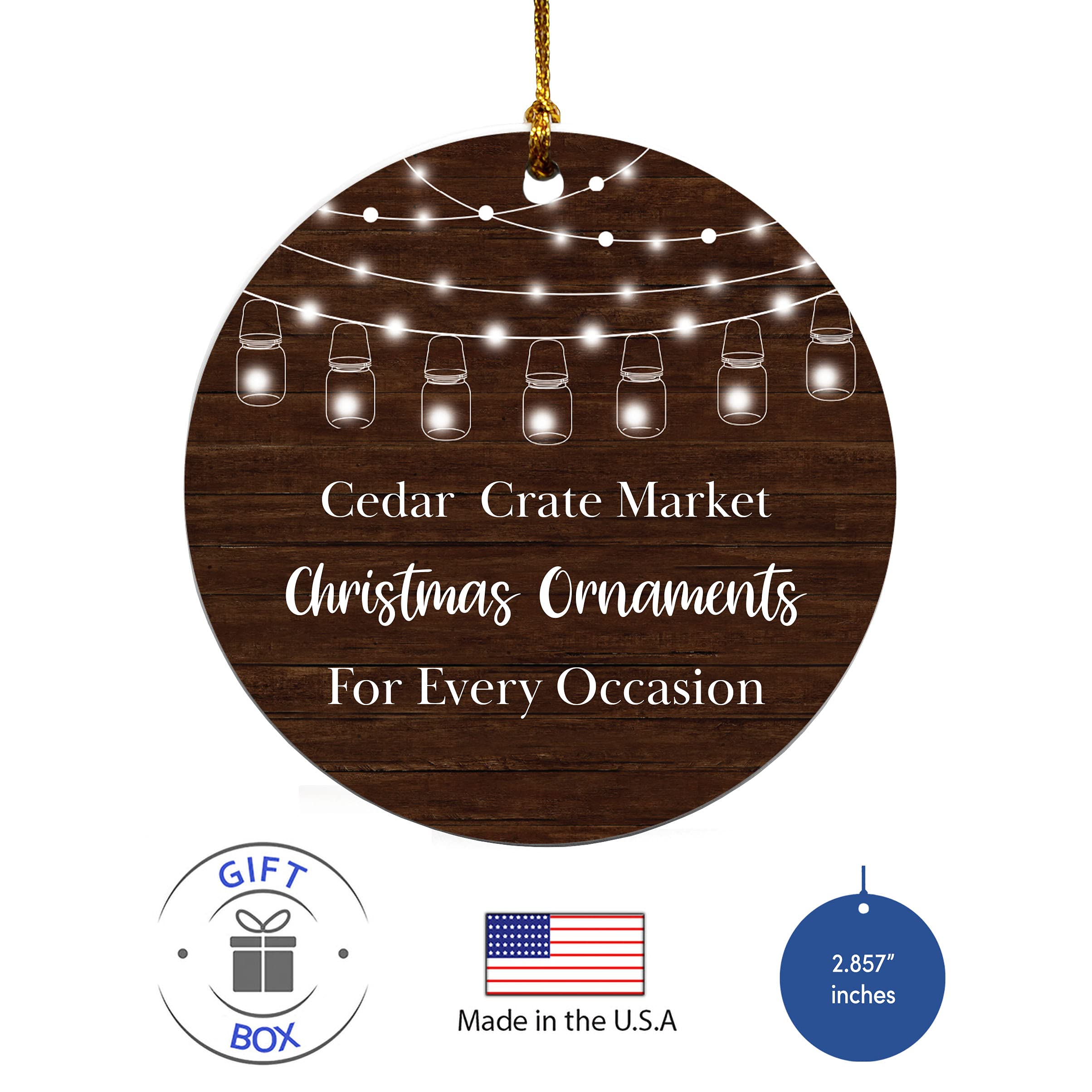1st Christmas as Mr. and Mrs. Ceramic Christmas Tree Ornament Collectible Holiday Keepsake 2.875" Round Ornament in Decorative Gift Box with Bow- Perfect 1st Wedding