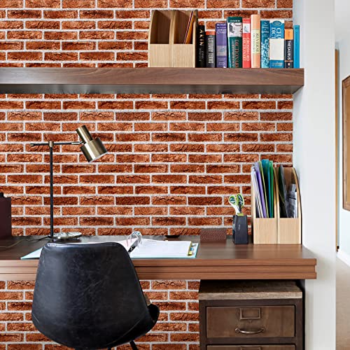 bofeifs Brick Wallpaper Peel and Sbofeifs Brick Wallpaper Peel and Stick Decorative Paper Self-Adhesive Sticker for Home Apartment Wall Fireplace Christmas Decor(Red) 17.7 x 118 inches